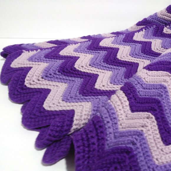 Bedding | Vintage Afghan Purple Crochet Chevron | Poshmark